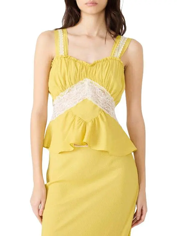 Steve Madden Cinthia Lace Trim Tank - Golden Lime