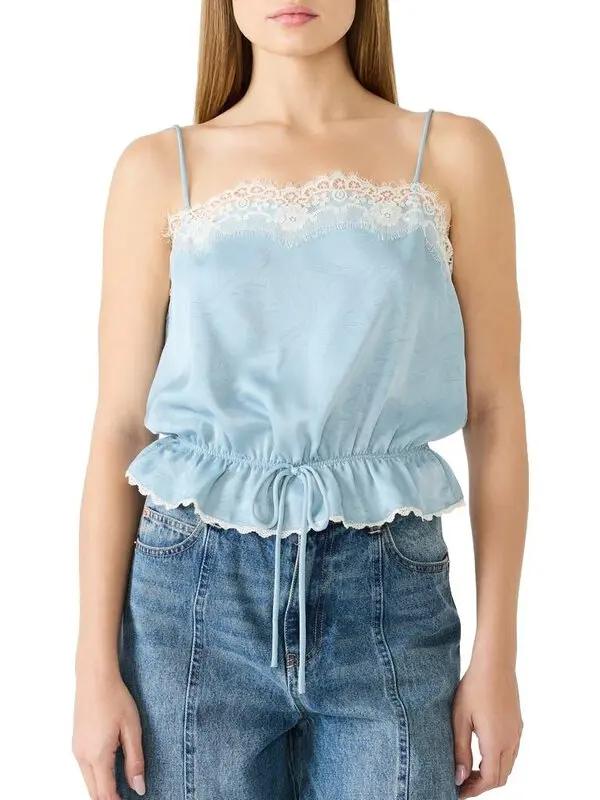 Steve Madden Lace Trimmed Camisole - Dusty Blue