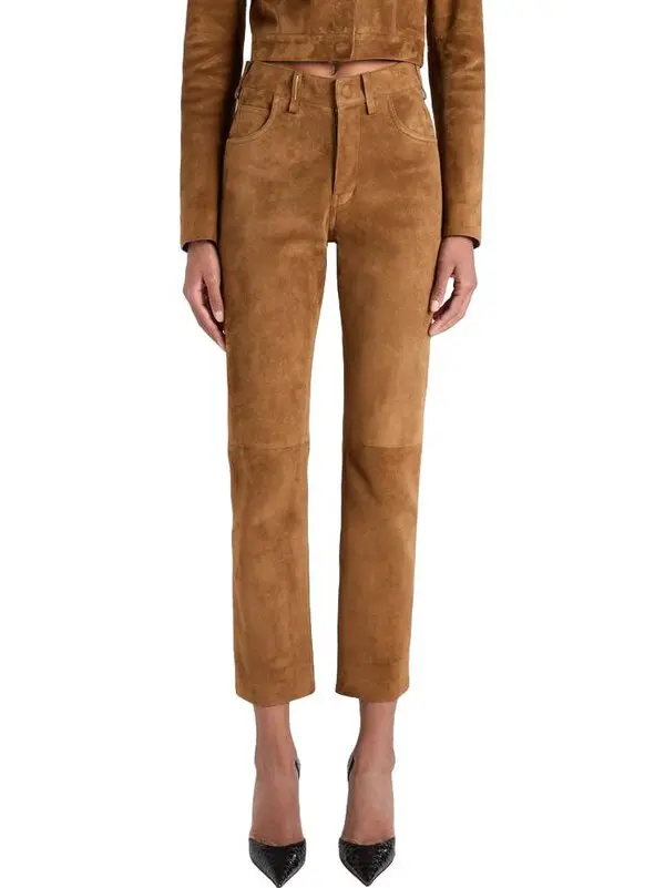 TOM FORD Five-pocket Suede Ankle Pants - Caramel
