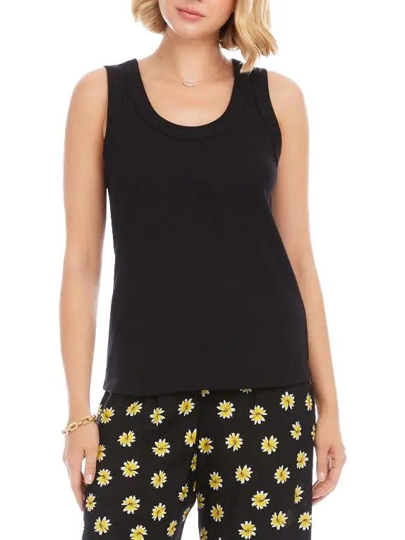 Karen Kane Scoop Neck Rib Tank - Black