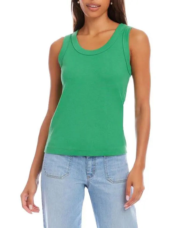 Karen Kane Scoop Neck Rib Tank - Kelly Green