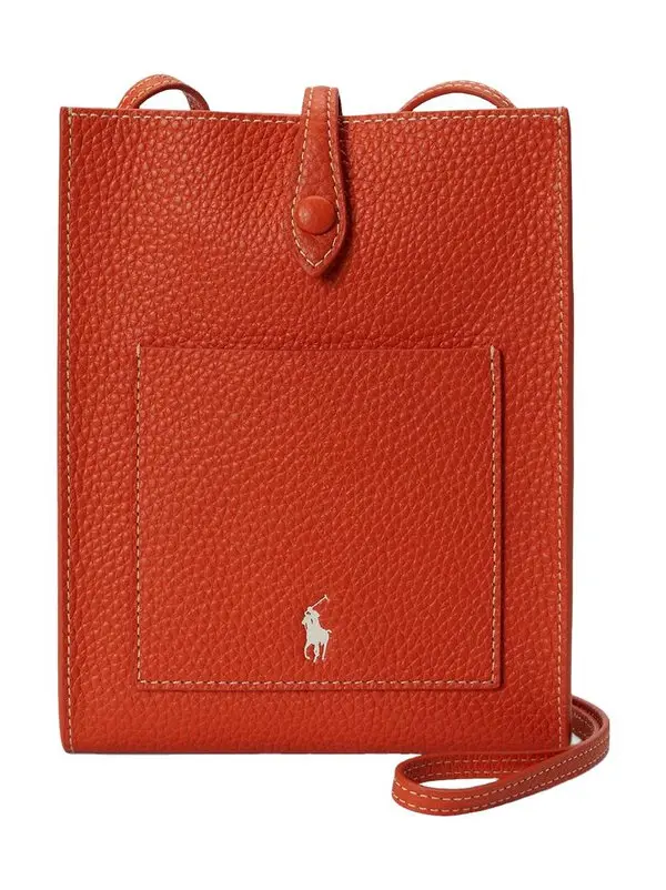 Polo Ralph Lauren Leather Phone Crossbody Bag - Sunset Orange