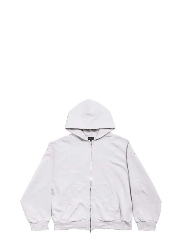 Balenciaga Back Zip-up Relaxed Fit Hoodie - White