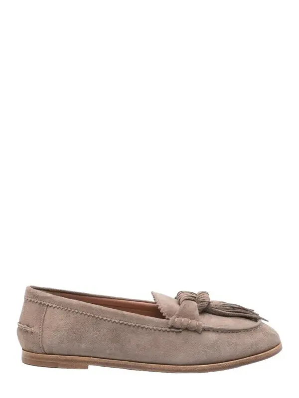AQUAZZURA Freddie Suede Flat Moccasin - Gray