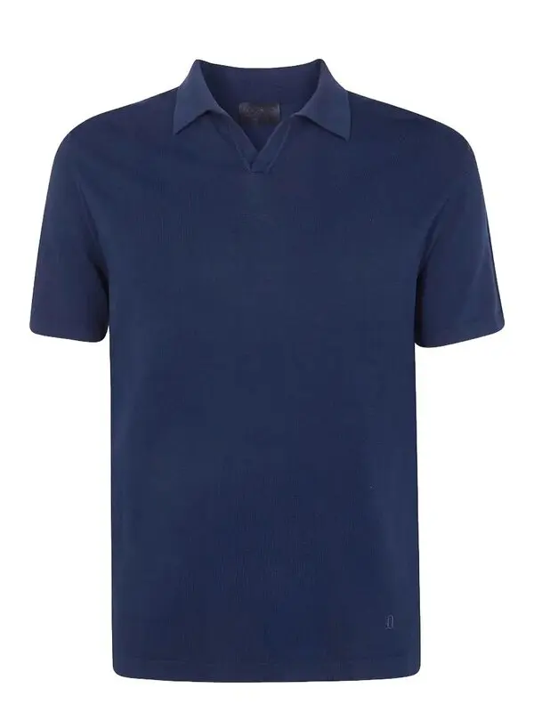DONDUP Crepe Cotton F.14 Regular Fit Polo Shirt - Blue