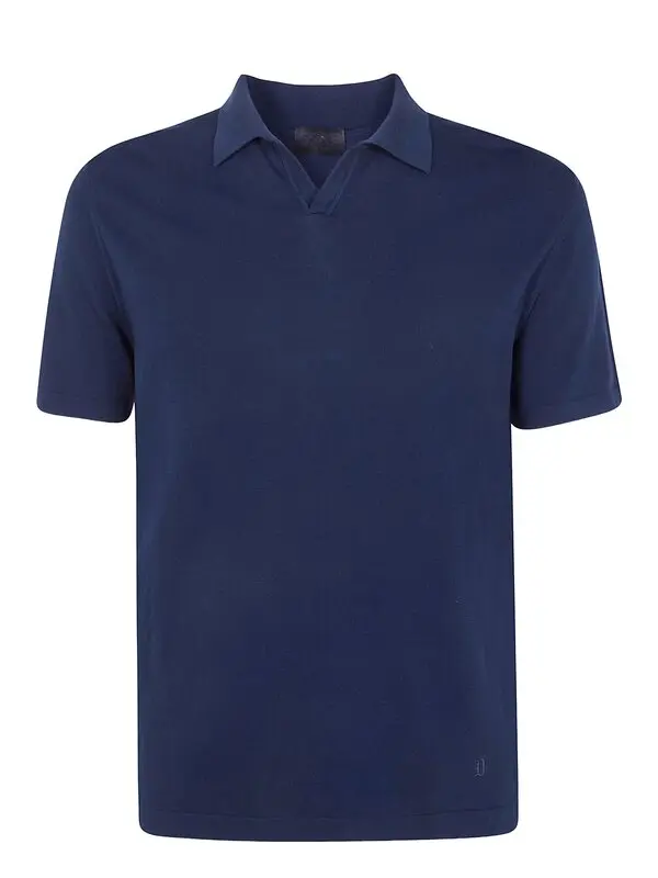 DONDUP Crepe Cotton F.14 Regular Fit Polo Shirt - Blue