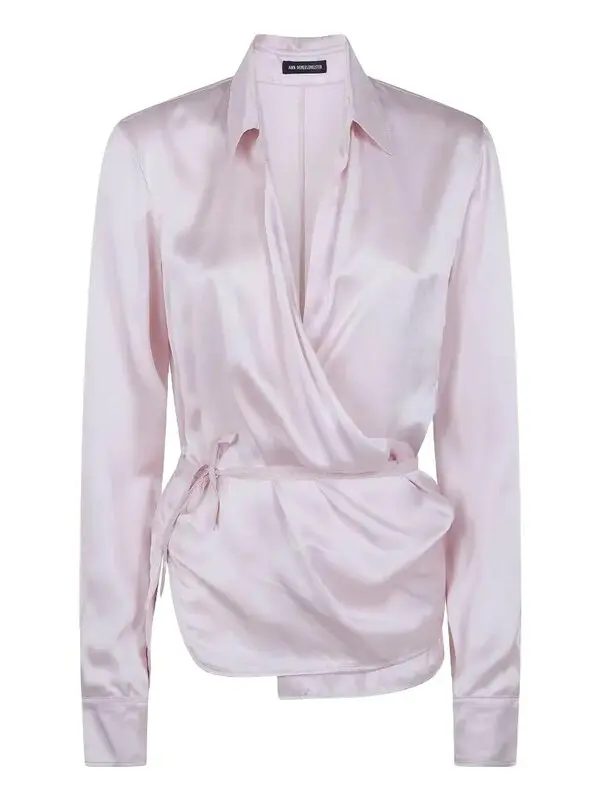 ANN DEMEULEMEESTER Alba Asymmetric Wrap Shirt - Pink