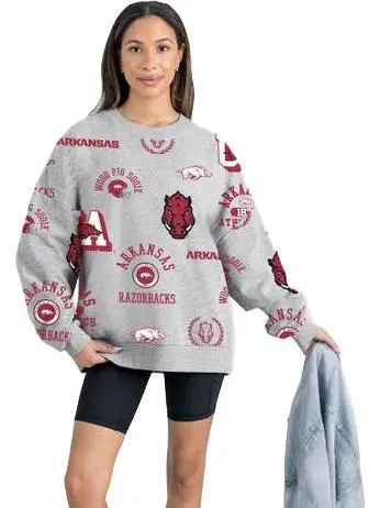 GAMEDAY COUTURE Arkansas Razorbacks Always On Repeat Fleece Sweatshirt - Gray