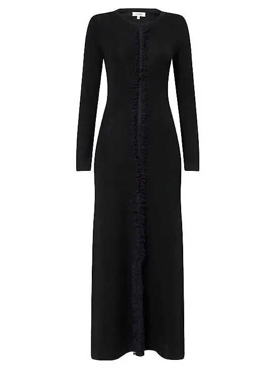 ZANKOV Rowen Fringed Wool Maxi Dress - Black Ink Multi