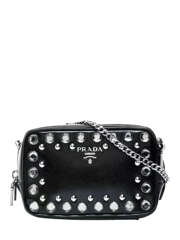 Prada 2010s Mini Camera Studs Shoulder Bag - Black