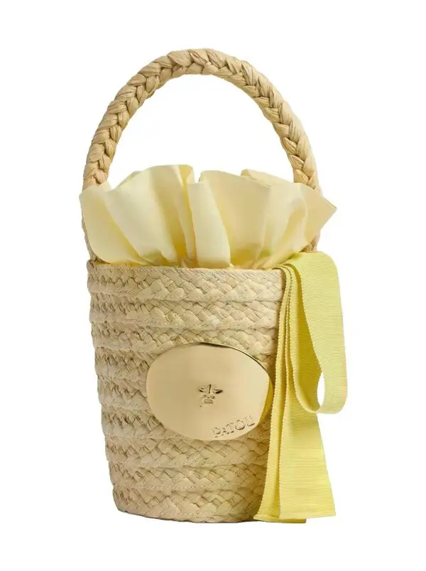 PATOU Braided-handle Bucket Bag - Neutrals