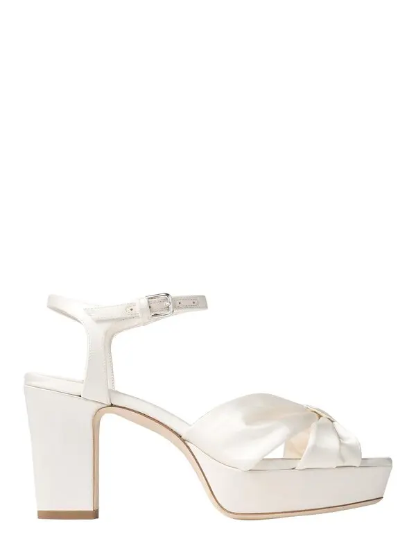 JIMMY CHOO Heloise 80 Satin Sandals - Neutral