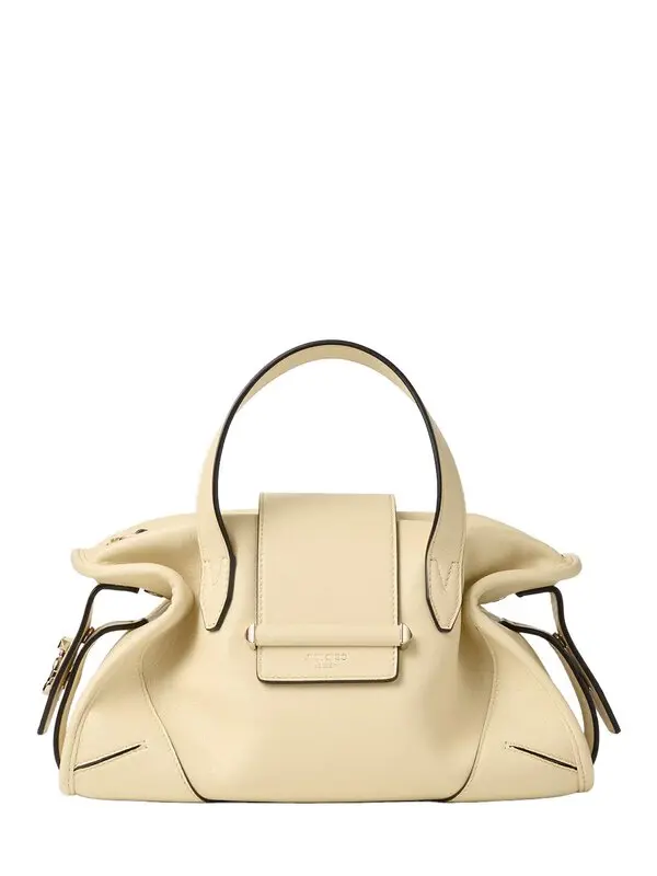 JIMMY CHOO Small Buttermilk Biker Leather Holdall Bag - Buttermilk/shiny Gold