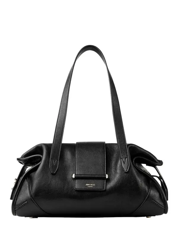 JIMMY CHOO Medium Biker Leather Holdall Bag - Black/shiny Gold