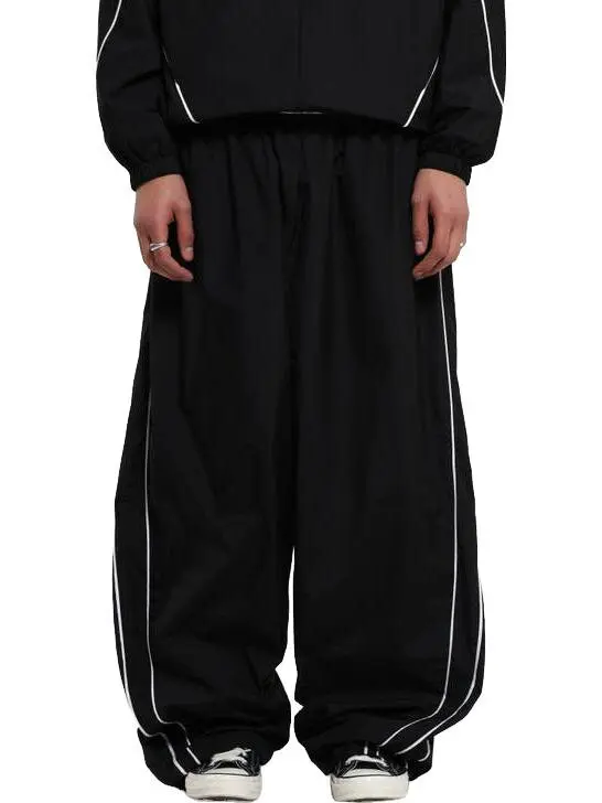 JADED LONDON Oversize Microfiber Ripstop Track Pants - Black