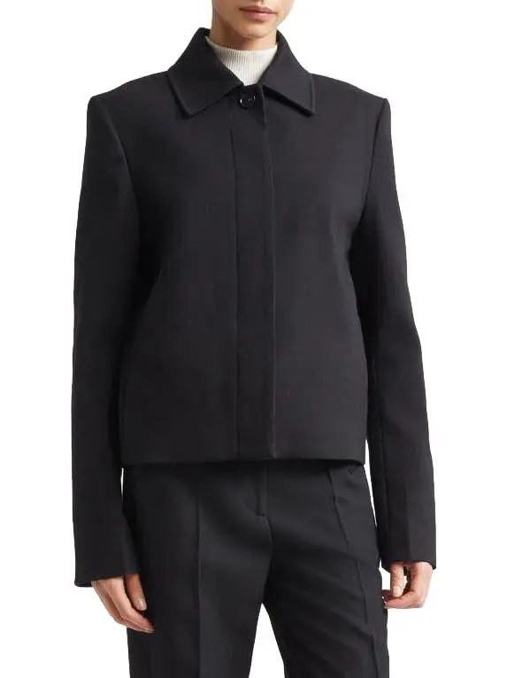 TOTEME Boxy Stretch Wool & Cotton Twill Jacket - Black