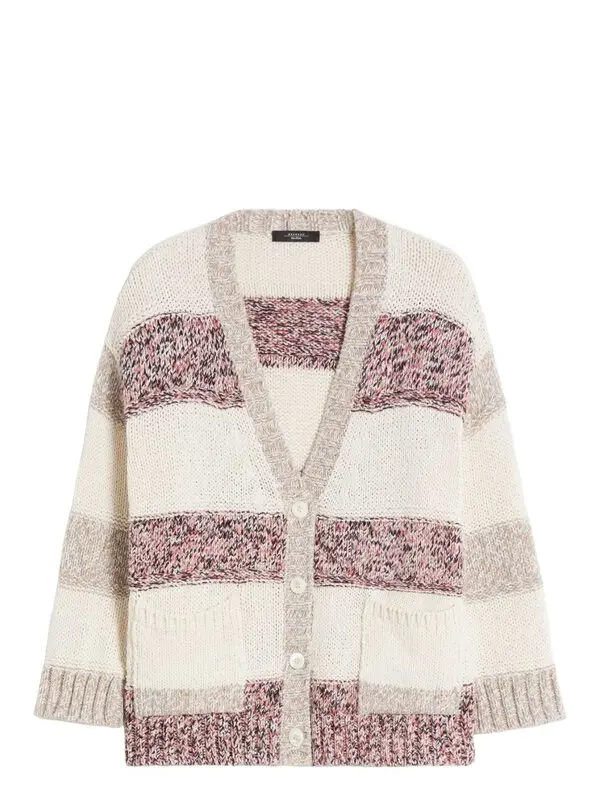 Max Mara Striped Wool And Cotton Cardigan - Sand