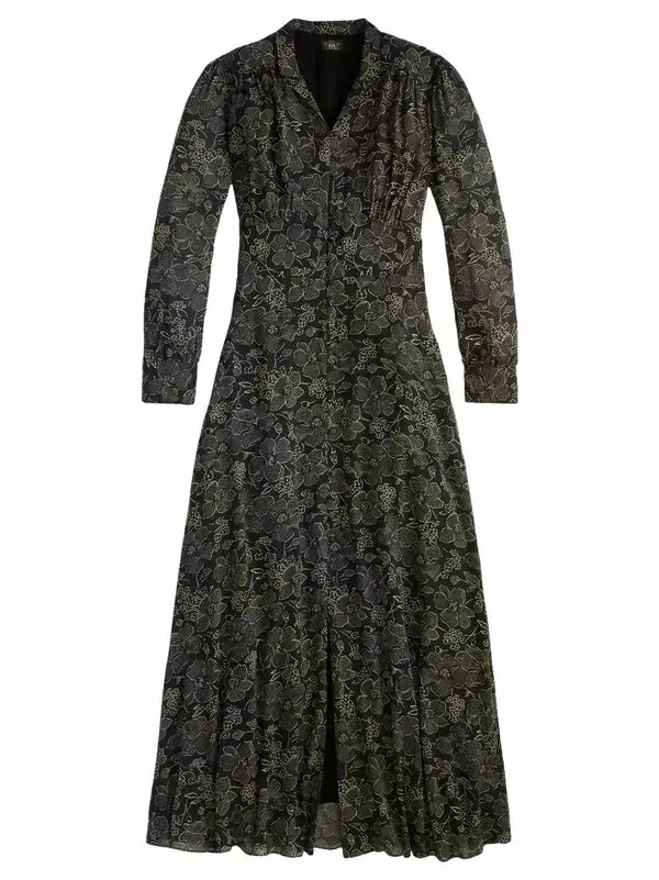 Ralph Lauren Floral Print Button Dress - Black