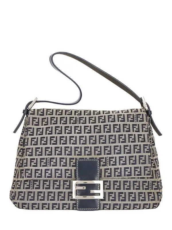 Fendi Zucchino Mama Baguette Shoulder Bag - Blue