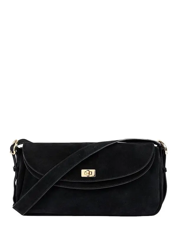 Sandro Le Mambo Suede Shoulder Bag - Black