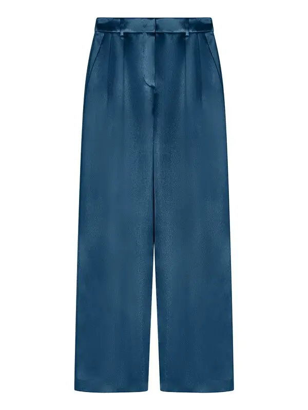 Giorgio Armani Pleated Silk Satin Trousers - Green