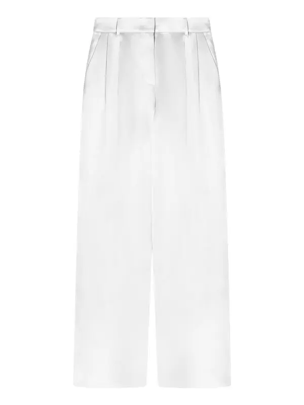 Giorgio Armani Pleated Silk Satin Trousers - White