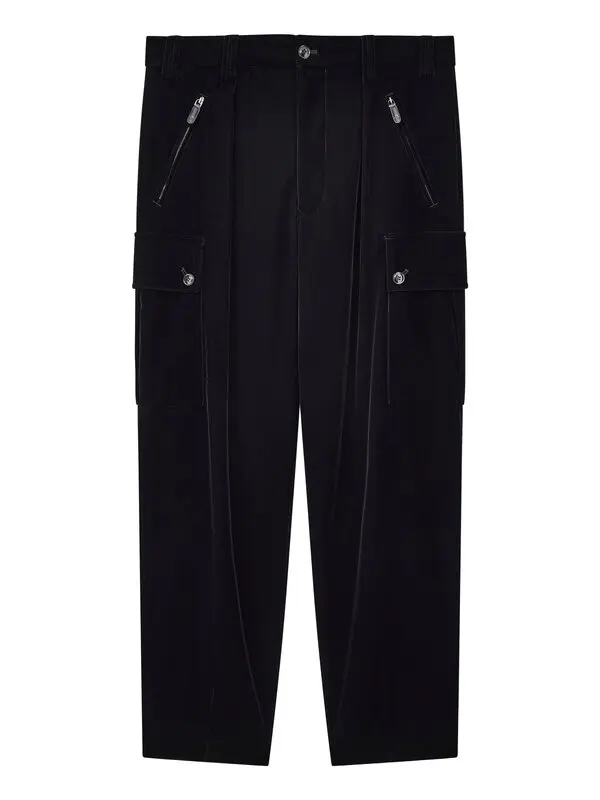 Giorgio Armani Velvet Cargo Trousers - Black