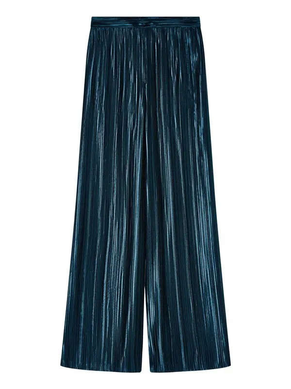 Giorgio Armani Pleated Satin Trousers - Blue