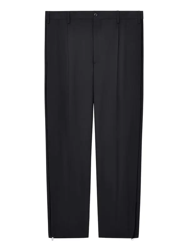 Giorgio Armani Single-pleated Wool Crepe Trousers - Black