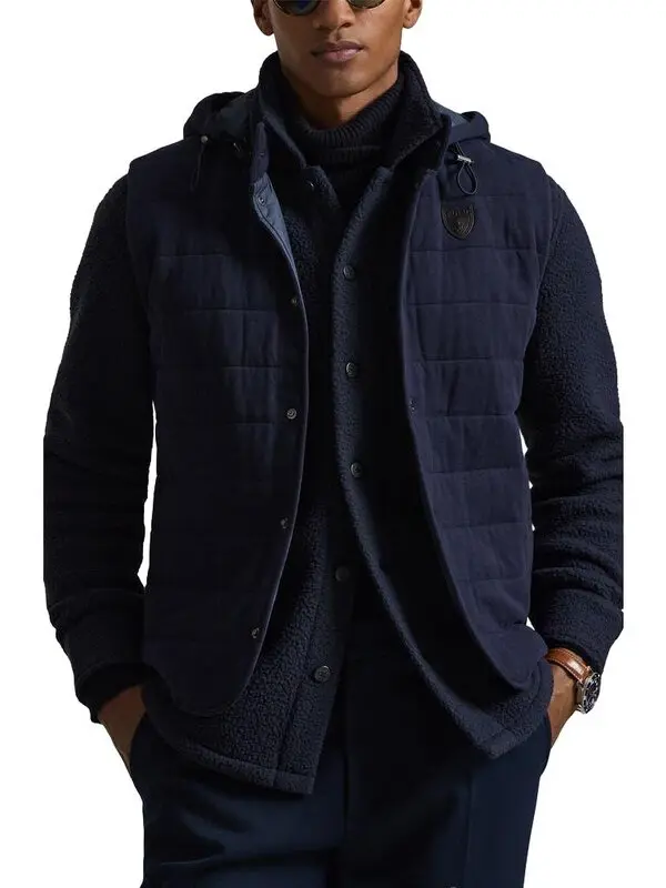 Polo Ralph Lauren Quilted Hooded Jersey Vest - Rl Navy