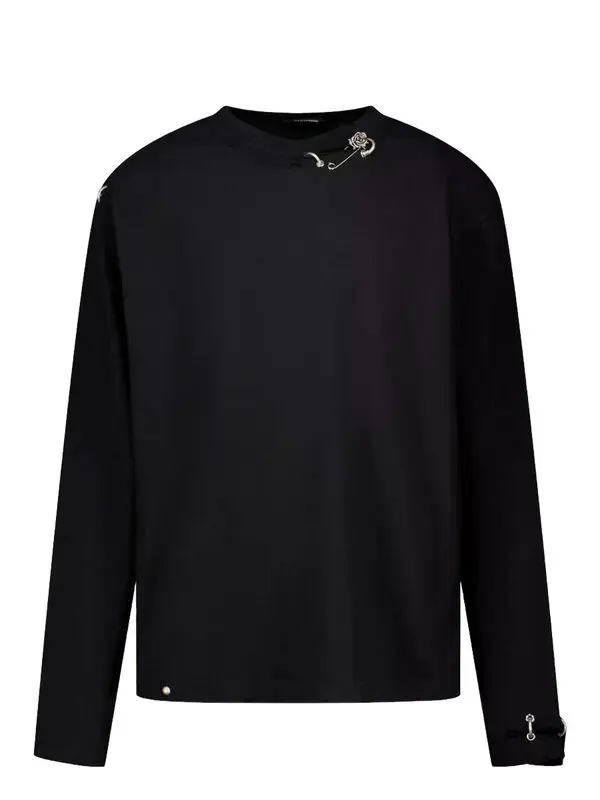We11Done Piercing Detail Long-sleeve T-shirt - Black