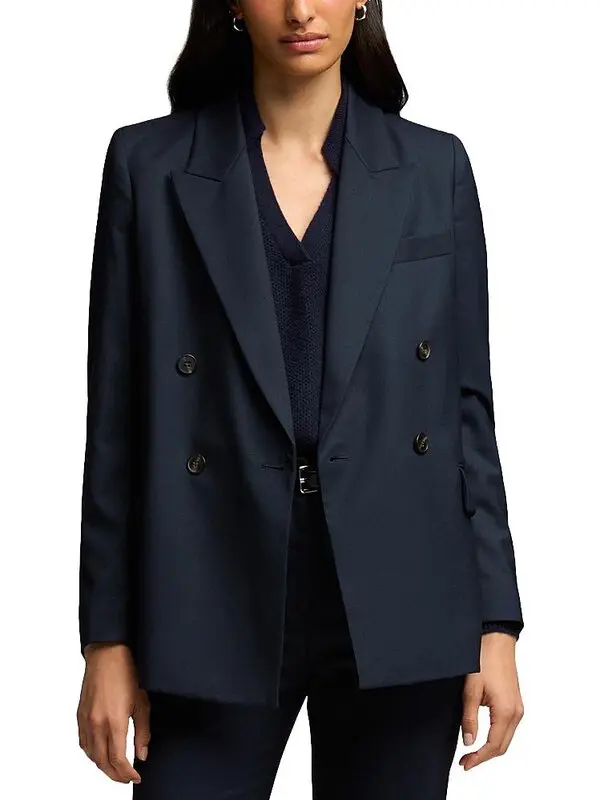 ARGENT Double Breasted Peak Lapel Blazer - Midnight