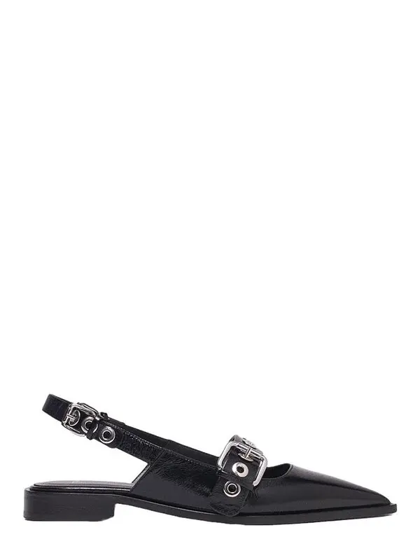 Maje Leather Slingback Flats - Black