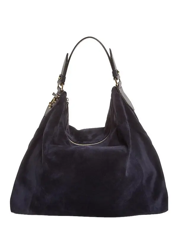JIMMY CHOO Ana Suede Hobo Bag - Navy