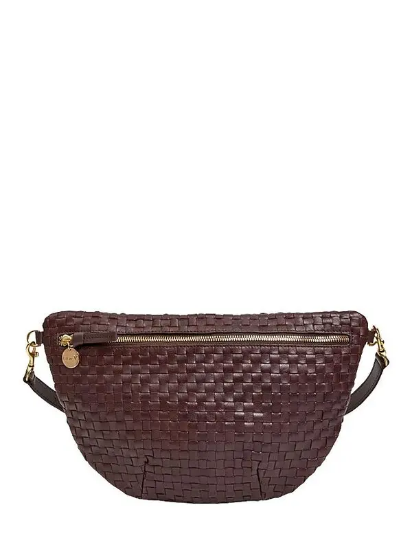 Clare V. Grande Woven Checker Leather Fanny Pack - Tobacco