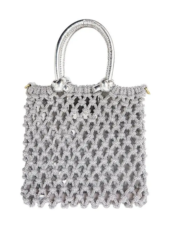 Clare V. Bianca Small Macrame Tote - Silver
