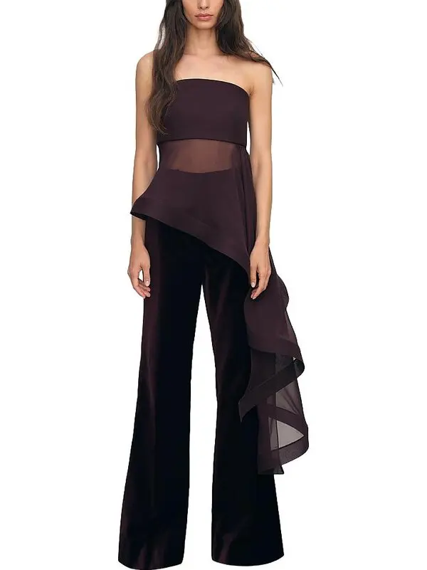 REISS Rhianna Silk Drape Bandeau Top - Burgundy
