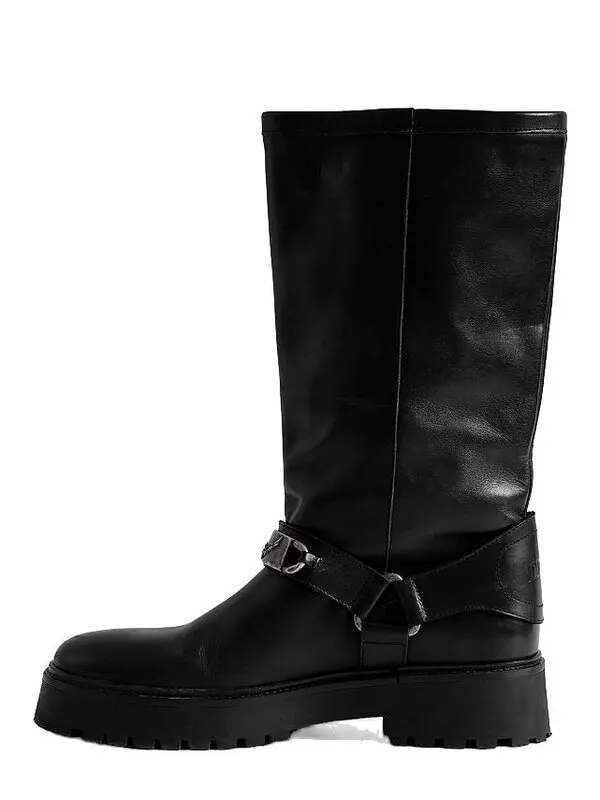 Zadig&Voltaire Angie Leather Biker Boots - Black