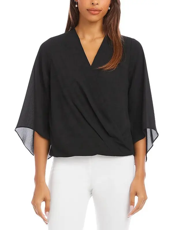 Karen Kane Drape Front Crossover Top - Black