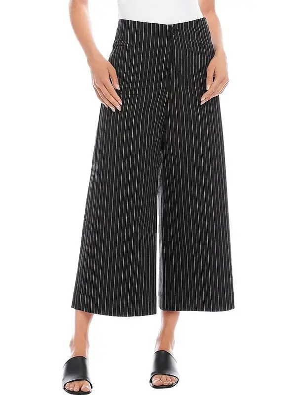 Karen Kane Cropped Wide-leg Pants - Black/ Off White
