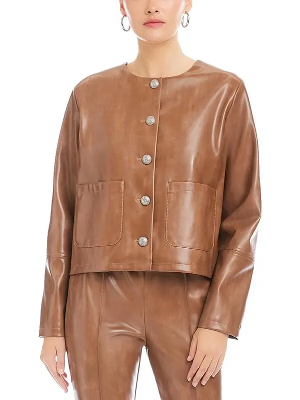 Fifteen Twenty Kaylyn Faux Leather Jacket - Latte