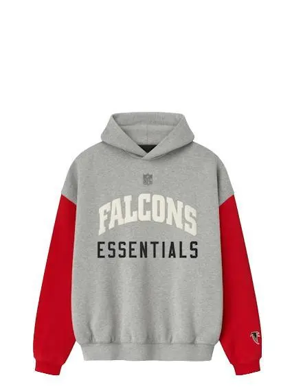Fear Of God Essentials Falcons Sport Hoodie - Concrete Heather/red