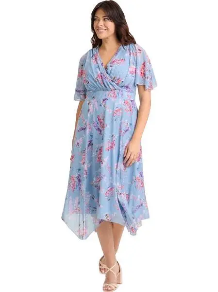 SCARLETT & JO Floral Hanky Hem Dress - Blue Multi