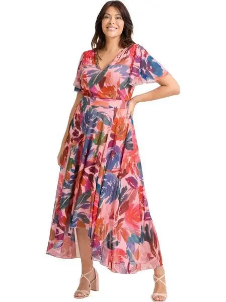 SCARLETT & JO Tilly Floral Sweetheart Hi-lo Dress - Peach Multi