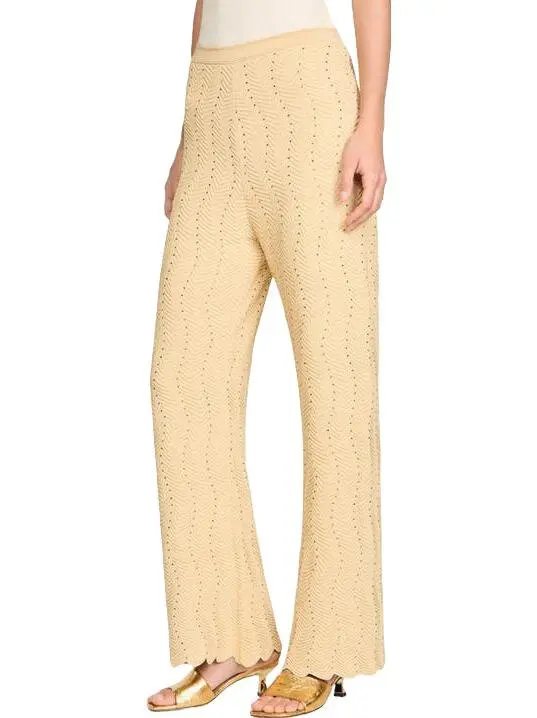 Sandro Rhinestone Knit Trousers - Gold
