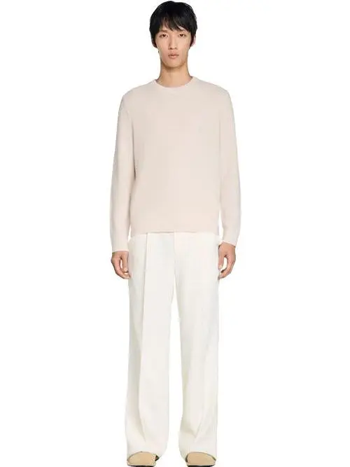 Sandro Crew-neck Seed Stitch Knit Sweater - Ecru