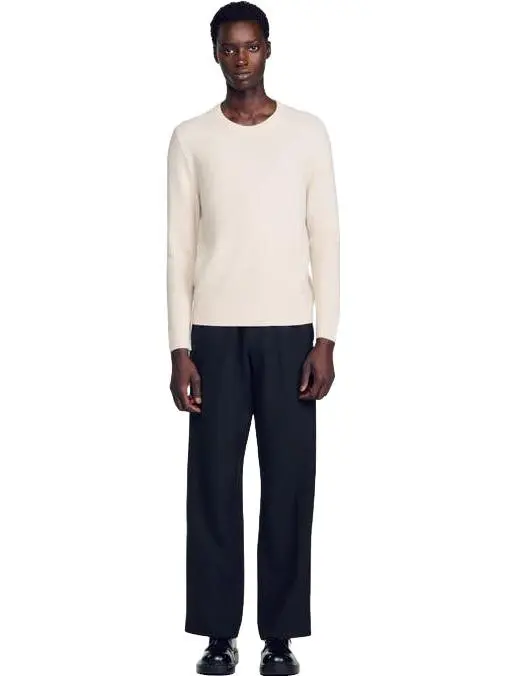 Sandro Crew-neck Seed Stitch Knit Sweater - Ecru
