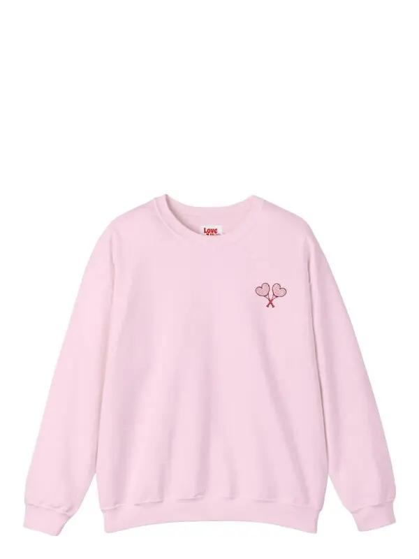 LOVE ALL TENNIS Embroidered Crewneck Sweater - Light Pink