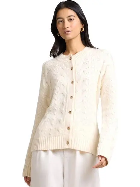 Onia Fitted Cable Knit Cardigan - Natural Melange