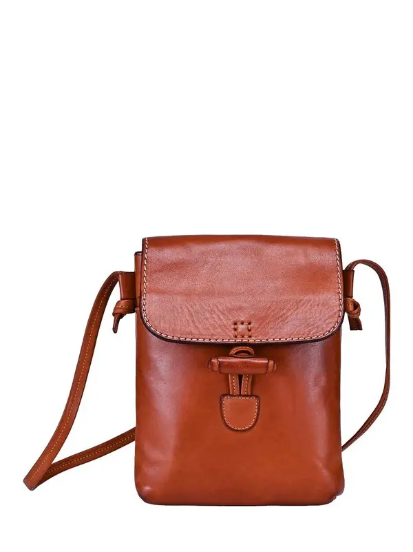 OLD TREND Ixia Genuine Leather Crossbody Bag - Cognac